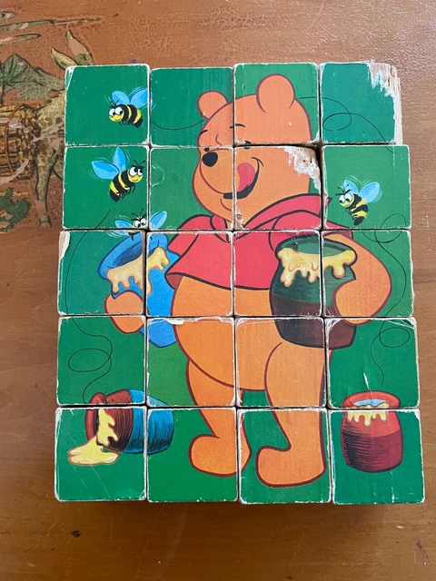 VTG WINNIE THE Pooh 20 Pc Block Puzzle Walt Disney Productions 6 Scenes ...