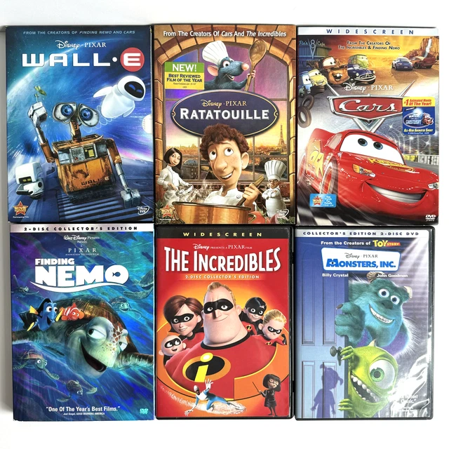 LOT OF 6 Disney Pixar DVDs Wall-e, Finding Nemo, Cars, Incredibles ...