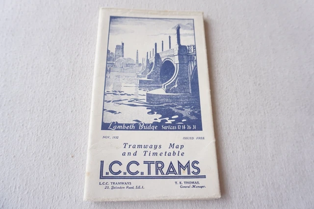 NOV 1932 LCC Trams Map & Guide Timetable Underground 1968 Reprint £12. ...