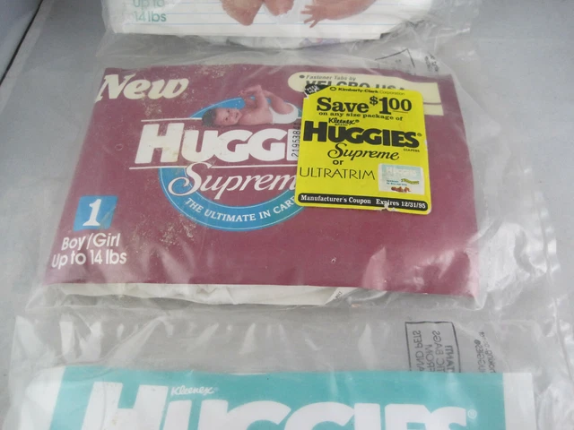 TRIAL SIZE VINTAGE Diapers HUGGIES 3 Pack Supreme Ultratrim Size 1 ...