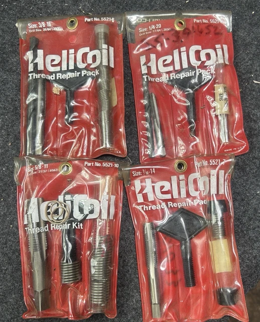 VINTAGE HELICOIL THREAD Repair Kit 3/8 1/4 5/8 7/16 Made in USA Lot 4 ...