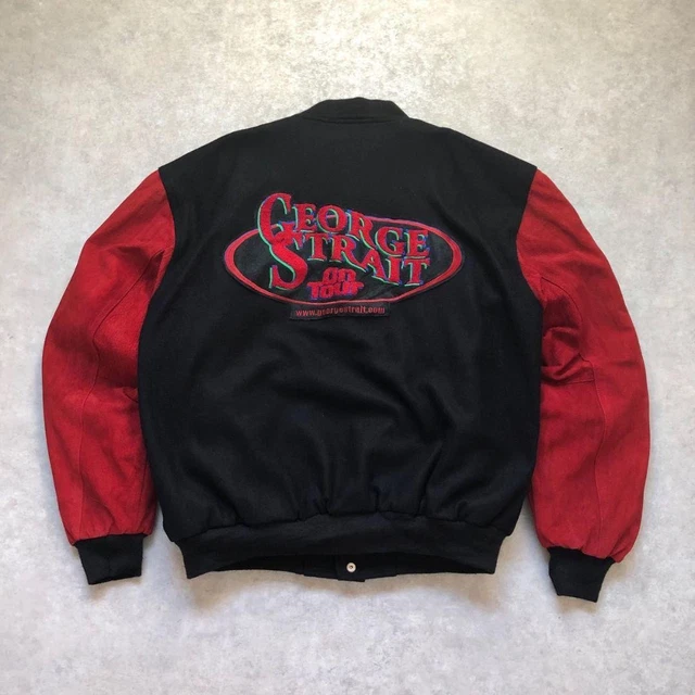 RARE VINTAGE GEORGE Strait ON TOUR stadium jacket leather $545.63 ...