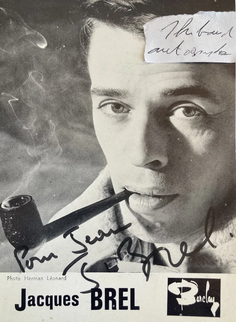 RARE BELLE CARTE AUTOGRAPHE Jacques Brel dédicaces signé Chanteur 60’s ...