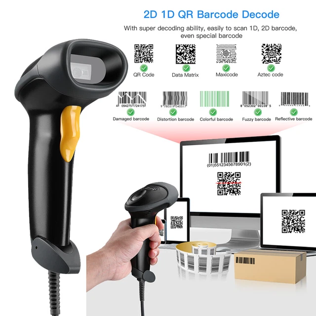 EYOYO 2D 1D QR Barcode Scanner USB Bar Code Scanner PDF417 Data Matrix ...