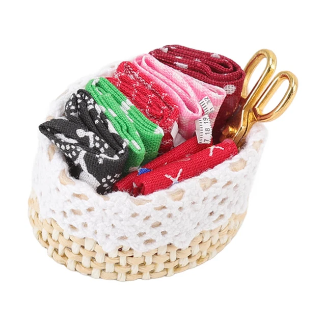 1:12 DOLLHOUSE SEWING Kit Simulation Fabric Scissors Tape Measure Miniature Sew £6.92 - PicClick UK