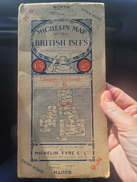 RARE VINTAGE COLLECTIBLE Michelin Map Of British Isles N°6 Glasgow ...