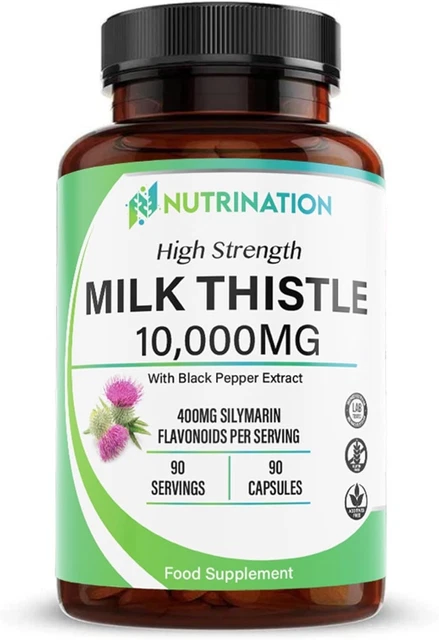 MILK THISTLE 10000MG High Strength 400mg Silymarin 90 Capsules ...