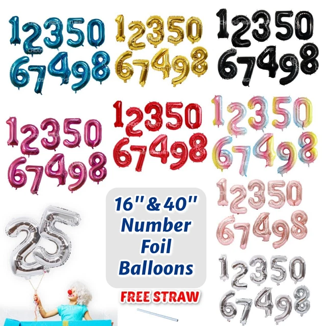 40& GIANT FOIL Number Balloons Self Inflating Birthday Age Party ...