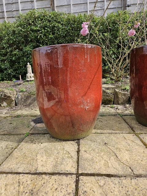 EXTRA LARGE BURNT Red Glazed Tree Planter Garden Pot Approx 70cm tall £ ...