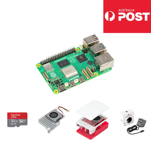 RASPBERRY PI 5B 4GB Computer Board + 32GB SD Card + Cooling Fan + Case ...