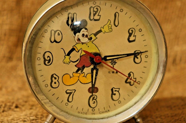 ALARM CLOCK MECHANICAL Mickey Mouse head moving Alarm Clock Made in ...