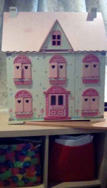 ELC WOODEN PINK Rosebud dolls house complete with furniture and 12 ...