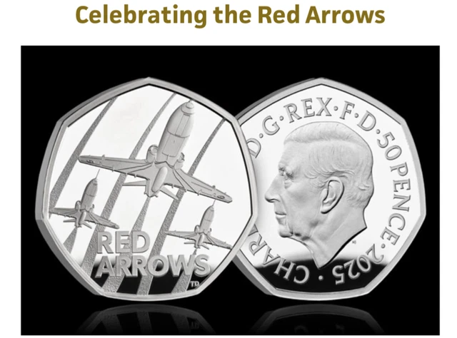 2025 50P COIN, Red arrows display team. RAF collectible. Great new year ...
