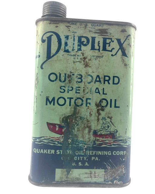 VINTAGE DUPLEX OUTBOARD Special Motor Oil SAE 30 1 QT metal oil can £80 ...