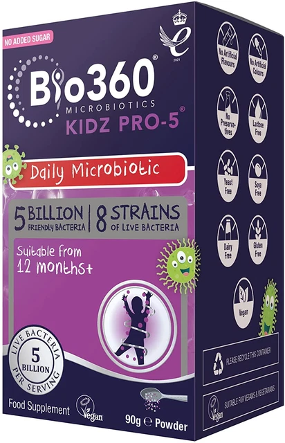 BIO360 KIDZ PRO-5 Daily Microbiotic Powder 90G for Children 12 Months ...