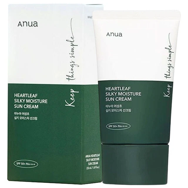 ANUA HEARTLEAF SILKY Moisture Sunscreen SPF 50+ PA++++ - 50 ml £16.09 ...