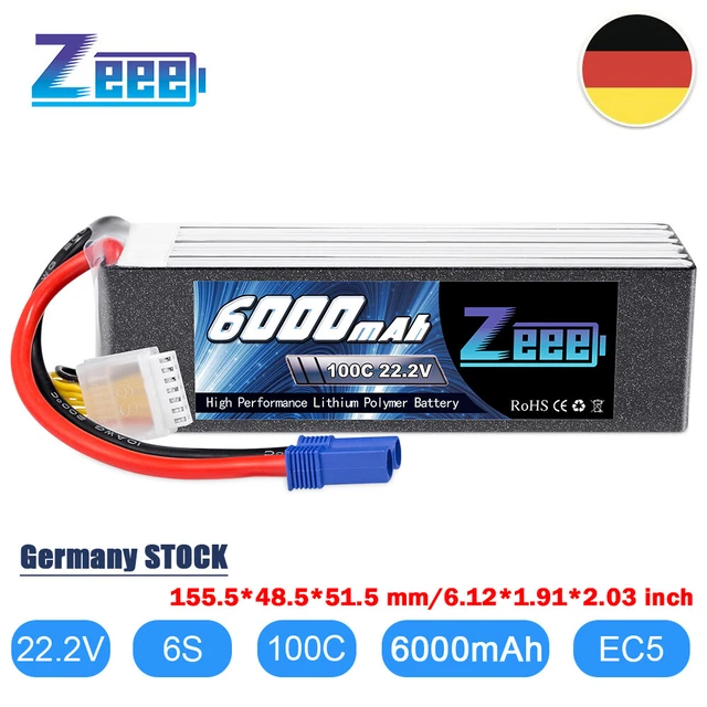 BATTERIA ZEEE 6S Lipo 22,2V 6000mAh EC5 100C per RC auto aereo camion quad EUR 102,51 - PicClick IT