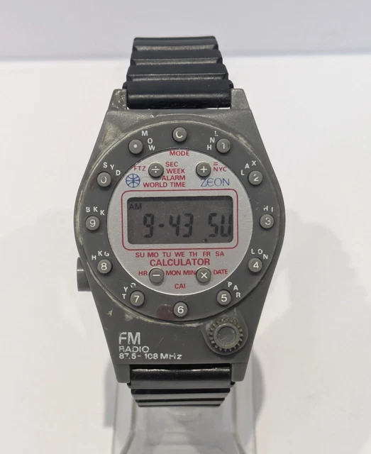 RARE VINTAGE ZEON FM Radio World Time Calculator Watch LR41 £79.99 ...