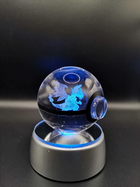 3D CRYSTAL BALL Pokémon Mega Charizard X Pokeball Engraving Crystal Led ...