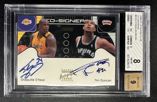SHAQUILLE SHAQ O’NEAL Tim Duncan Bgs 8 2000-01 Stadium Club Co-Signers ...