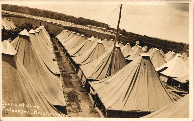 WW1 US ARMY CAMP real photo postcard rppc BREST FRANCE pontanegon £13. ...
