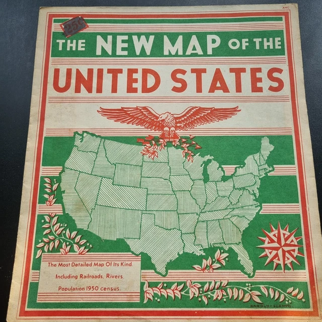 ALTE LANDKARTE / map of the UNITED STAATES von 1950 !!!!! EUR 22,50 ...