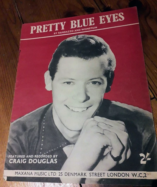 VINTAGE SHEET MUSIC PRETTY Blue Eyes - Craig Douglas - 1957 Pop history ...