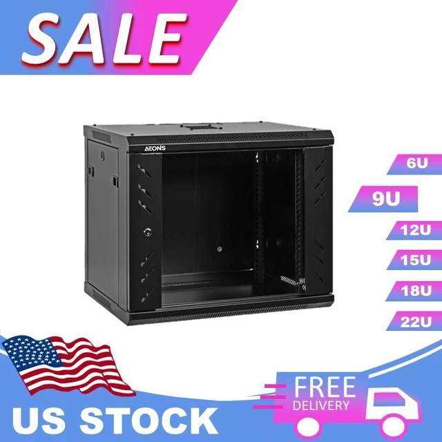 AEONS 9U PROFESSIONAL Wall-Mount 19-inch Network Server Rack Cabinet ...