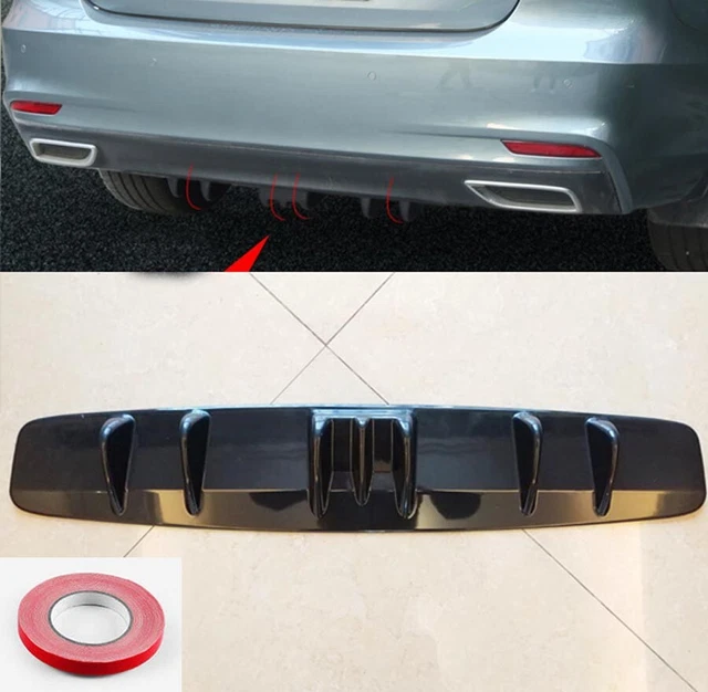 33& X 6& Shark Fin Universal Rear Bumper Lip Diffuser 7 Fin Gloss Black ...