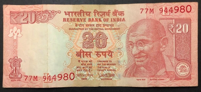 INDIA 20 RUPEES Banknote Mahatma Gandhi INV05 $1.99 - PicClick AU