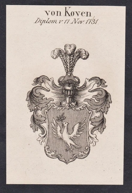 KOVEN WAPPEN COAT of arms Heraldik Genealogie heraldry Kupferstich 1820 ...