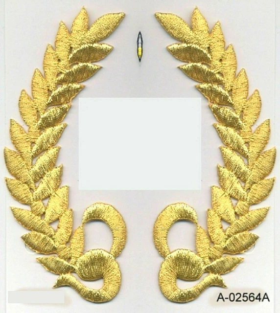 5& METALLIC GOLD Olive Branch Laurel Wreath Crest Embroidery Patch SCA ...
