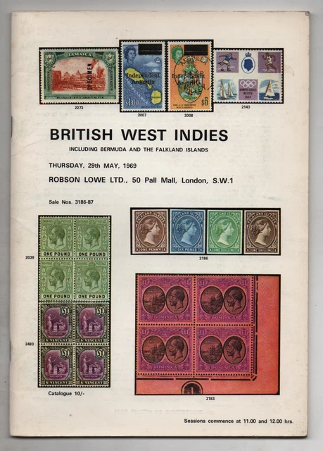 STAMP AUCTION CATALOGUE Robson Lowe May 1969 - British West Indies £3. ...