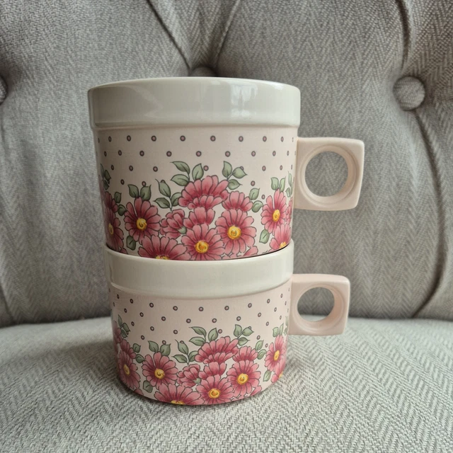 VINTAGE HORNSEA PASSION Pale Pink Flora Cups Mugs x 2 £13.96 - PicClick UK