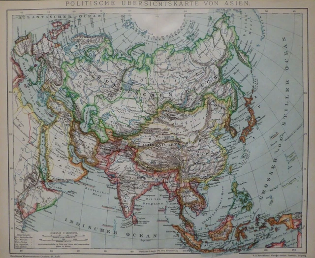 Asien Politische Karte ZU VERKAUFEN! - PicClick DE