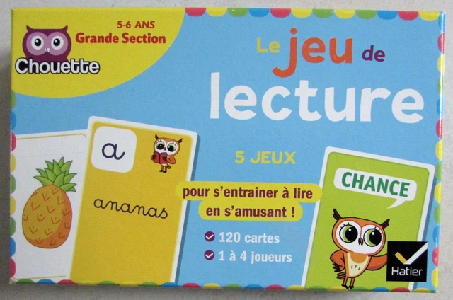 LE JEU DE lecture Chouette 120 cartes 1-4 joueurs 5 jeux 5-6 ans Grande ...