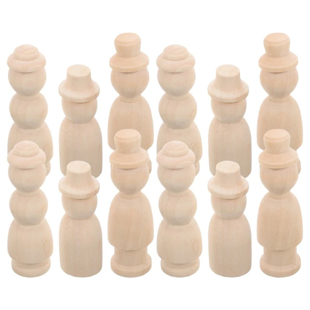 12 PCS DOLL People Wooden Peg Dolls Unfinished Figure Making Supplies ...