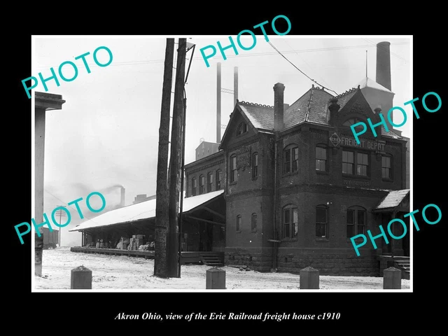 OLD LARGE HISTORIC PHOTO OF AKRON OHIO THE ERIE RAILROAD FREIGHT DEPOT ...