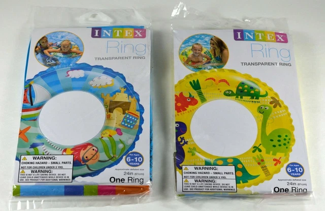 INTEX KIDS INFLATABLE Transparent Pool Ring 24 Inch Beach Dinosaur ...