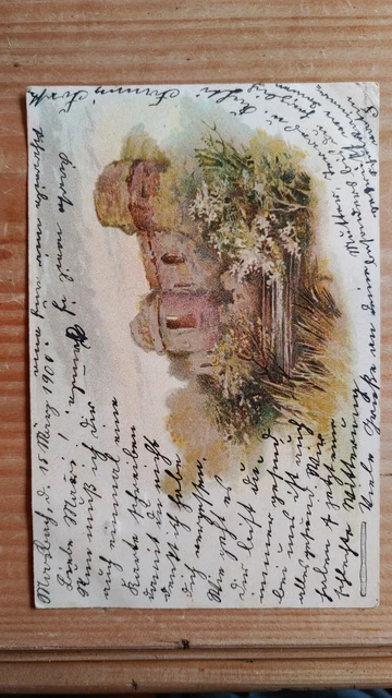 ALTE AK UM 1900 Glückwunsch Landschaftsmotiv Berge Künstlerkarte EUR 6,00 - PicClick DE