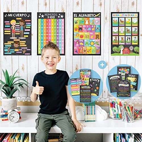 12 COLORFUL SPANISH Posters For Classroom Decorations 11 x 14 Inch $92. ...