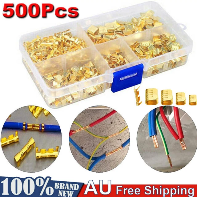 500X U SHAPE Copper Wire Crimp Terminal TC Non-Insulated Butt Barrel ...