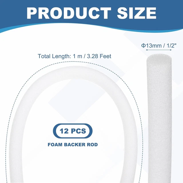 PATIKIL BACKER ROD 1/2 In x 3.3 Ft, 12 Pcs Foam Rod Caulk Saver ...