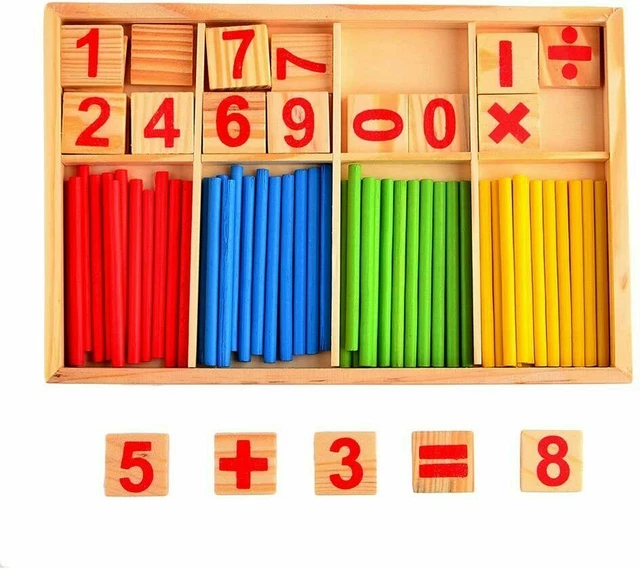 KIDS CHILDREN WOODEN Math Counting Game Sticks Numbers Learning ...