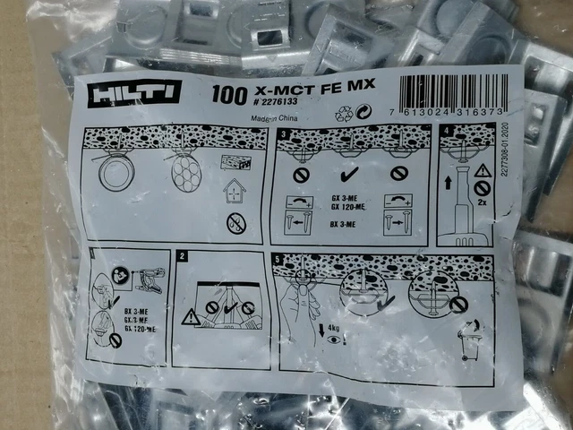 100 X HILTI X-Mct-Fe Mx Metal Cable Tie Mount 2276133 (922) £39.99 ...