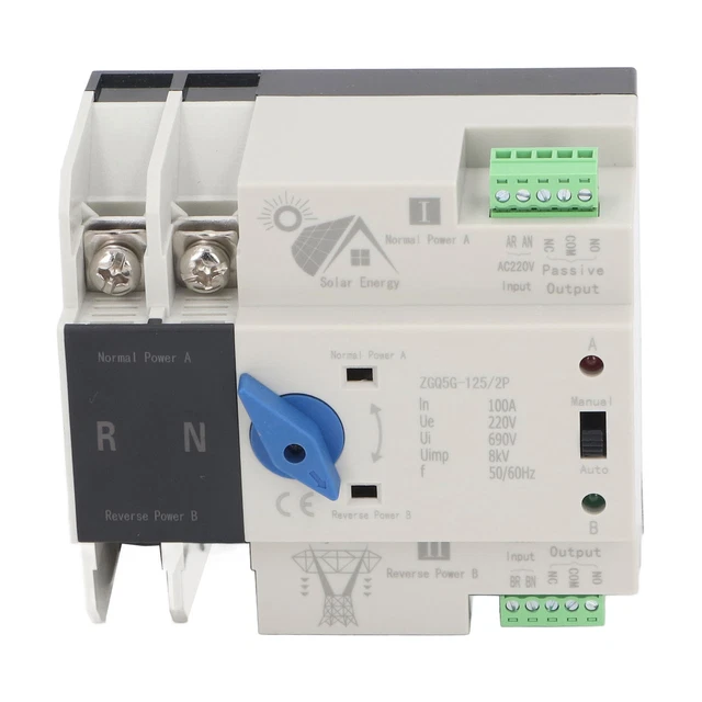 COMMUTATEUR DE TRANSFERT Automatique à Double Puissance 2P 100A Commutateur De EUR 43,84 ...