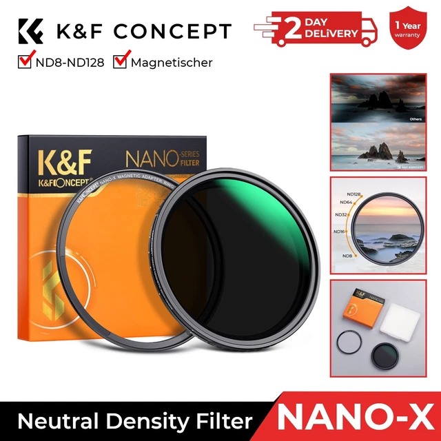K&F CONCEPT MAGNETIC Variable ND8-128 Filter with Adapter Ring Kit Thin ...