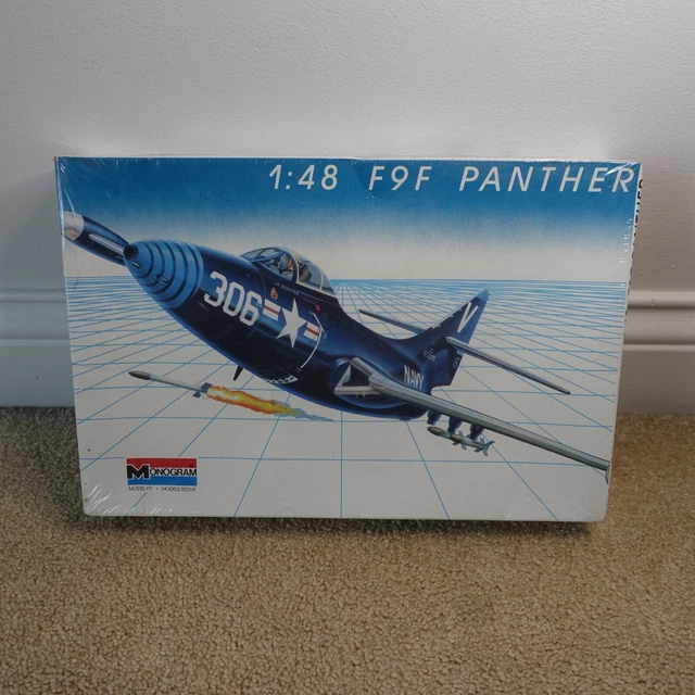 1990 MONOGRAM GRUMMAN F9F Panther Fighter Jet Model Kit 5456 1/48 ...