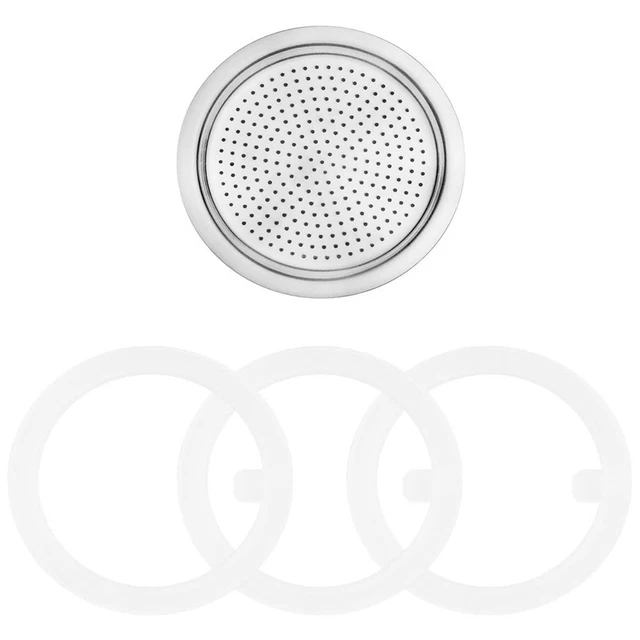 MOKA POT REPAIR Kit Includes Three Silicone Gaskets One Metal Brewing ...