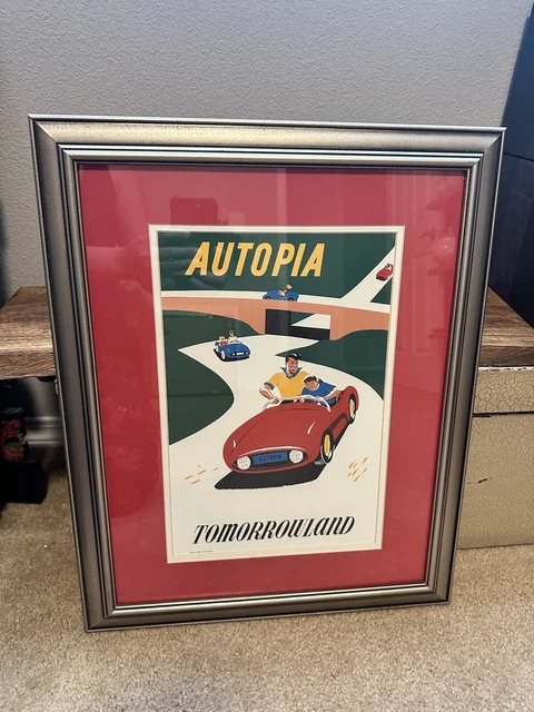 DISNEYLAND 1970S TOMORROWLAND Autopia Attraction Silkscreen Poster ...